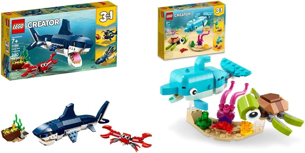 LEGO Creator 3 in 1 Deep Sea Creatures + Dolphin and Turtle Toys ...