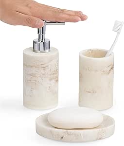 Navaris Decorative Bathroom Accessories Set - 3-Piece Bath Accessory ...