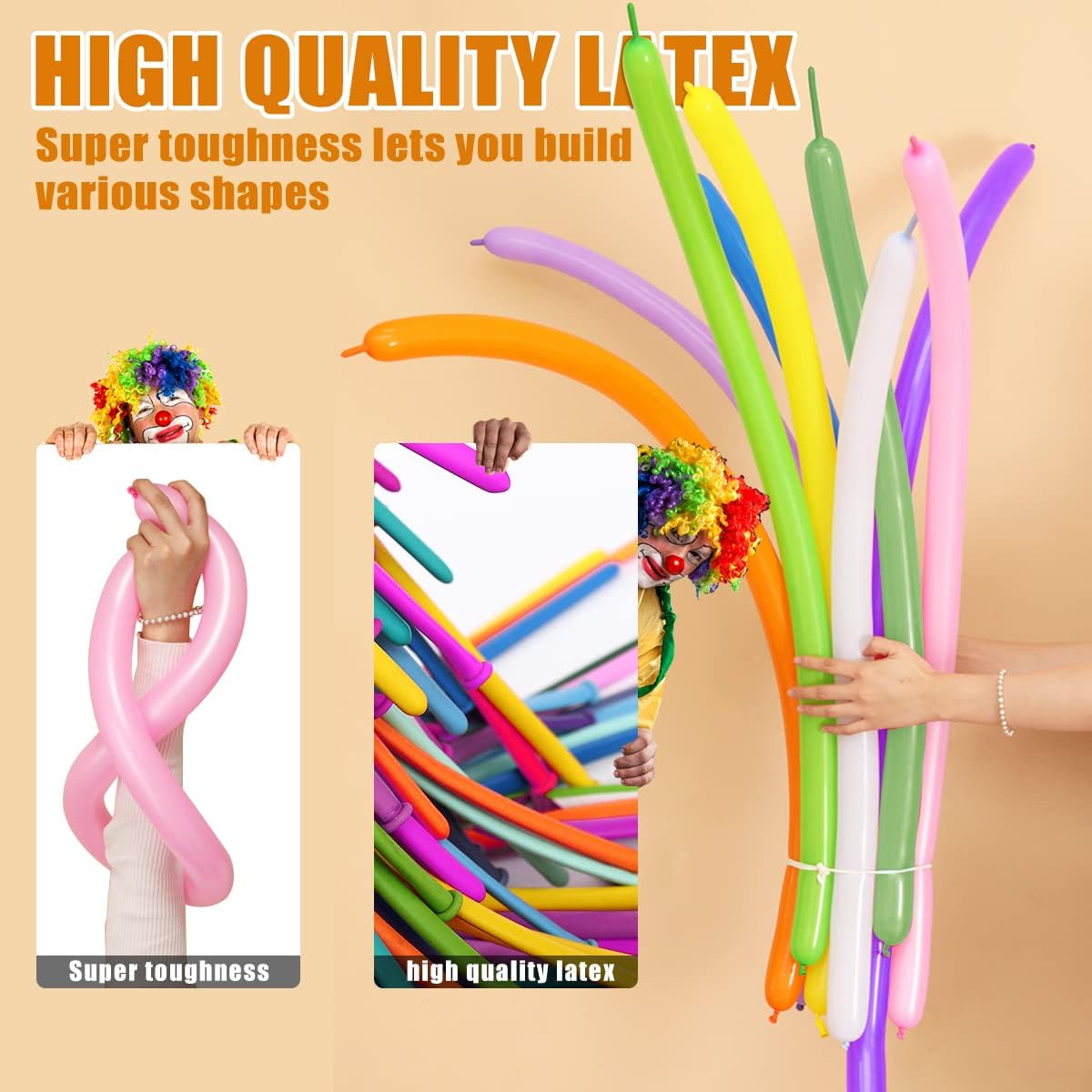 100Pcs Modelling Balloons Kit, Magic Long Balloons Decoration with Pump ...