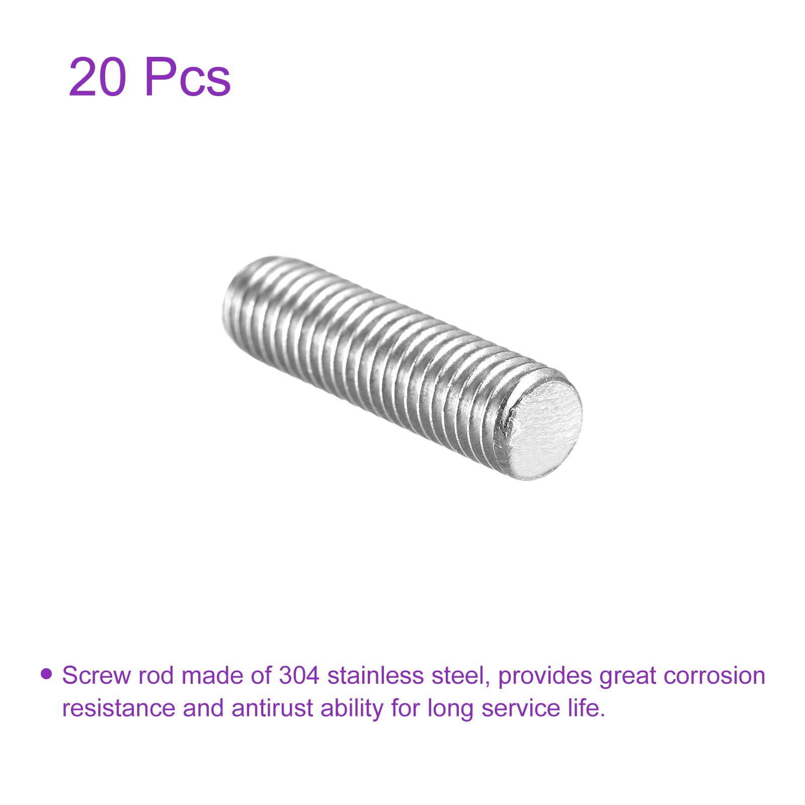 Snapklik.com : 20 Pack M8 X 30mm Fully Threaded Rod 304 Stainless Steel ...