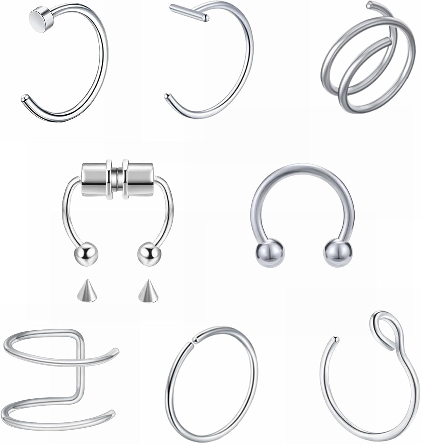 Amazon.com: ZQGOFPT 8 Pcs 20G Nose Rings for Women Men Piercings ...