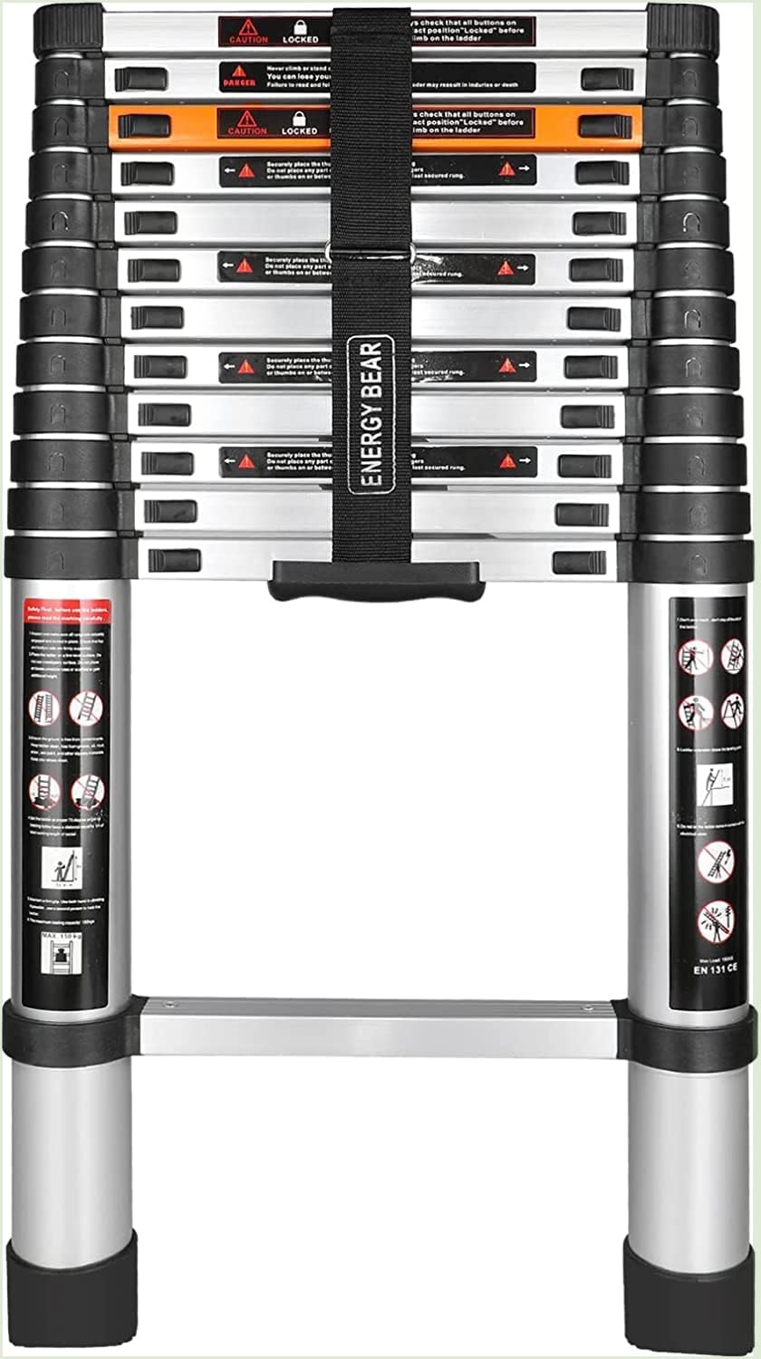 CHIIY Telescopic Ladder 12.5FT Aluminum Telescopic Ladder Lightweight ...