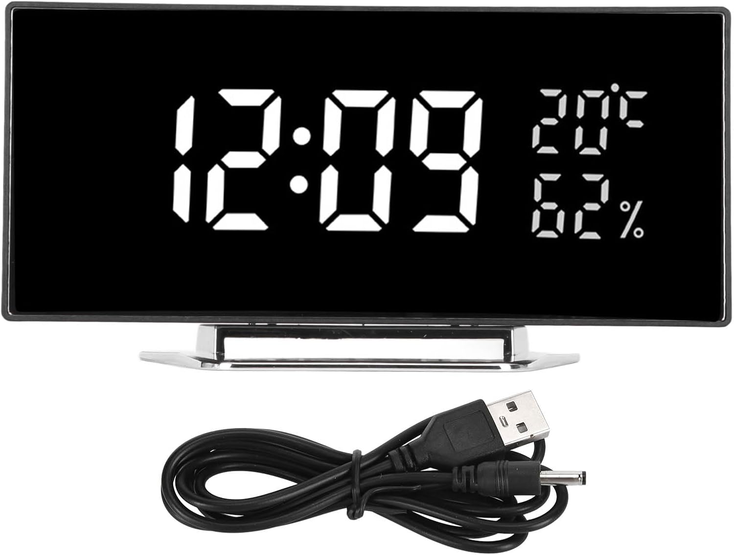 Amazon.com: Sunicon Digital Alarm Clock, Modern Curved Design LED ...