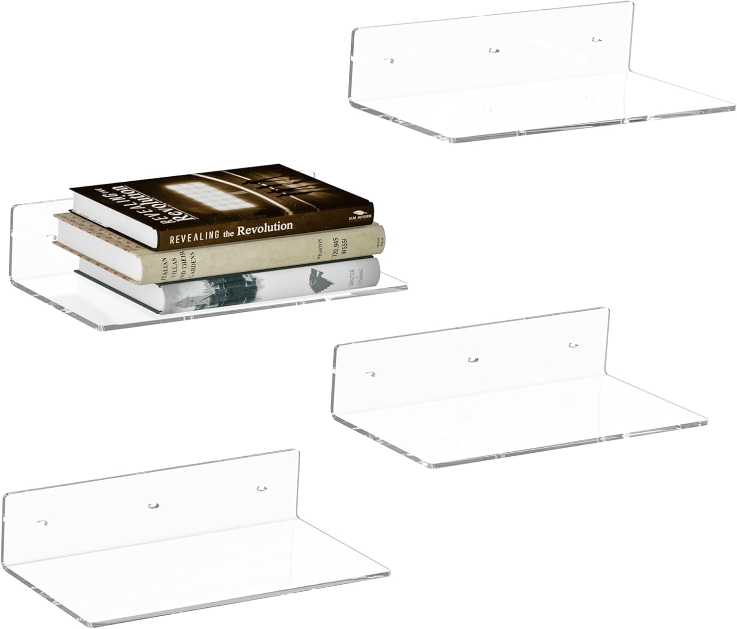Amazon.com: Hexsonhoma 12 Inches Clear Wall Shelves, Moisture-Proof ...