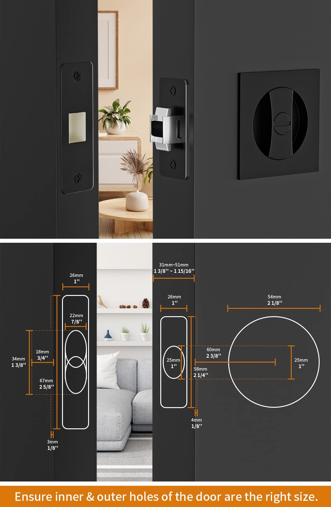 Snapklik.com : Pocket Door Hardware Privacy Locks, Square Pocket Door ...