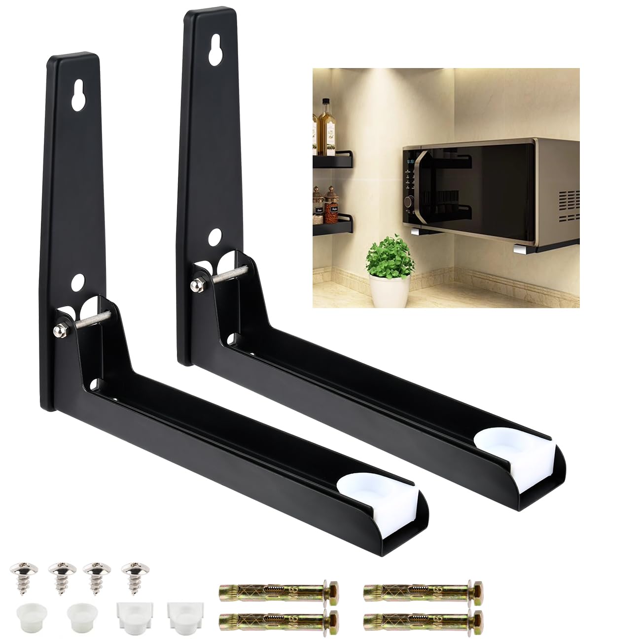 FOROREH 2pcs Support Mural Micro Onde en Acier Inoxydable, Support de ...