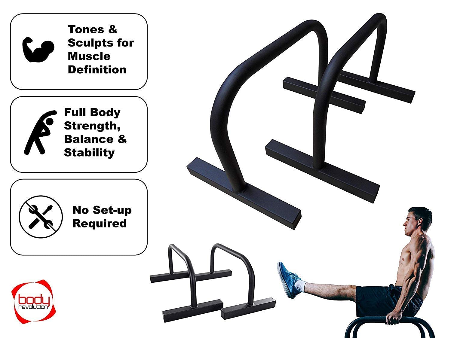 Body Revolution Push Up Stands – Medium Parallel Bars & Dip Station ...