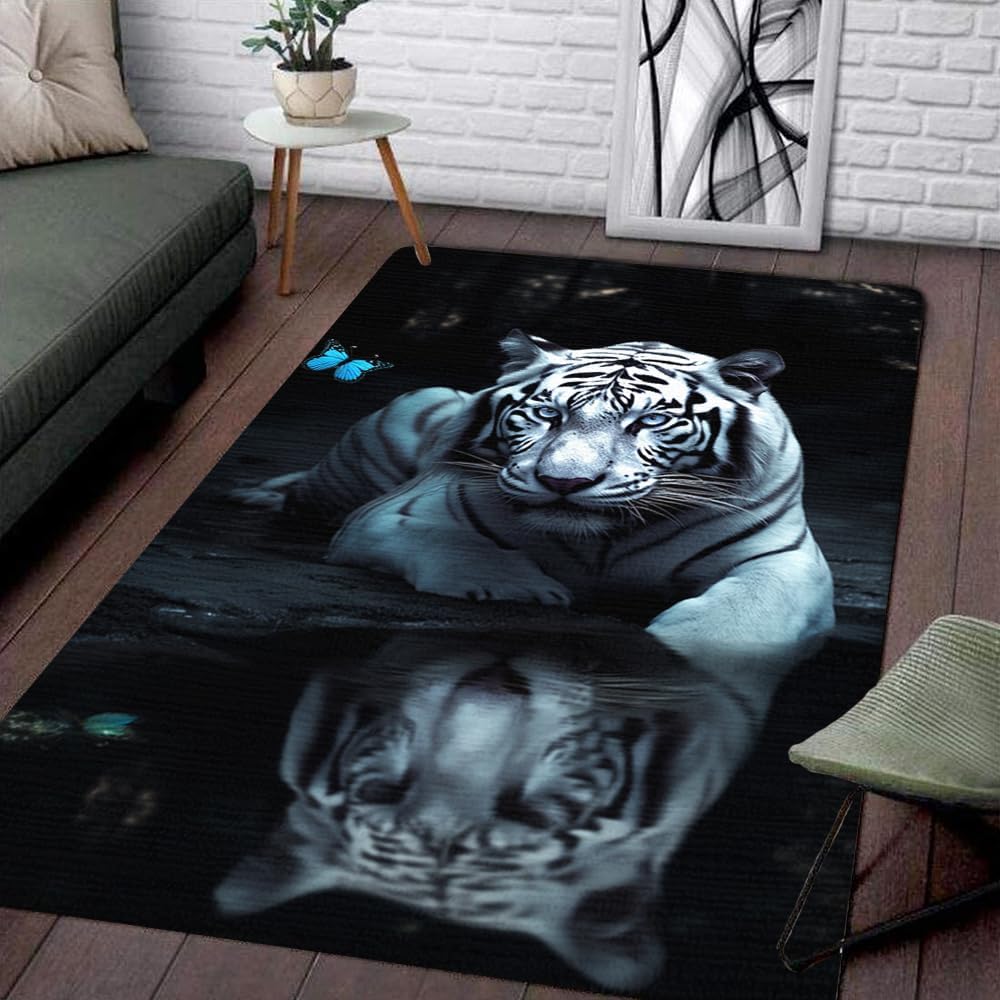 Amazon.com: 3D Tiger Carpet Rug - Tiger Black White Carpet Rug - Custom ...