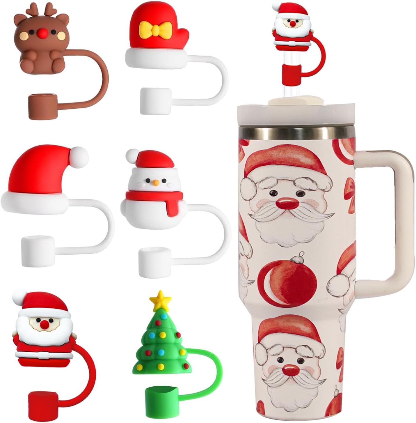 Amazon.com: Hotanry 6 Pcs Stanley Straw Cover Cap, Christmas Stanley ...