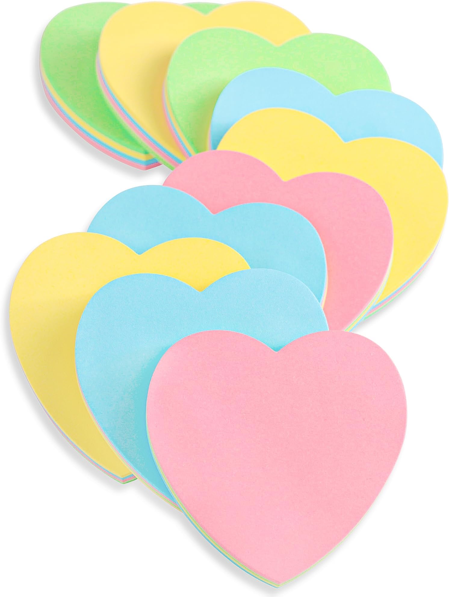1000 Sheets Sticky Notes - 10 Pads 70×70mm Heart Shaped - 4 Mixed ...