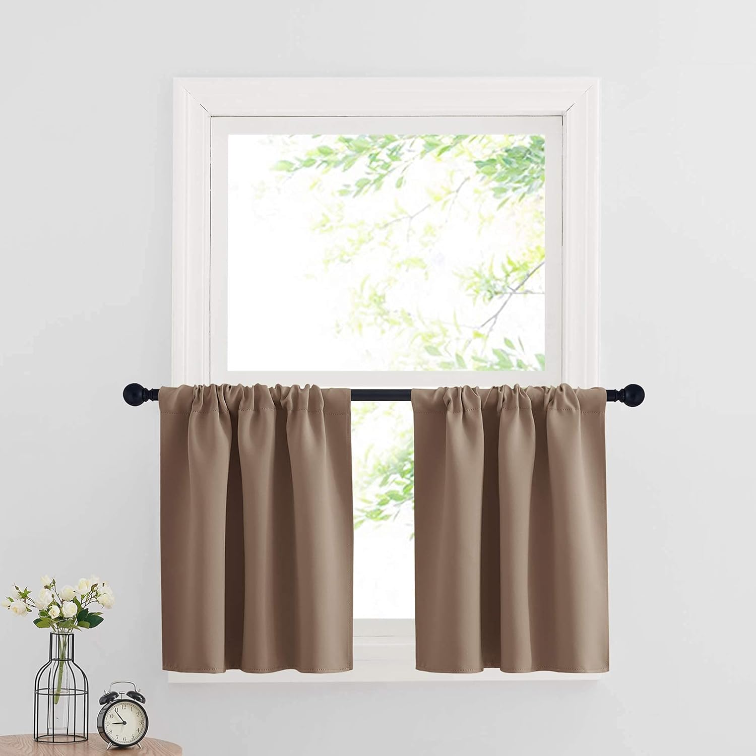 Amazon.com: RYB HOME Half Window Curtains Blackout Shades Small ...