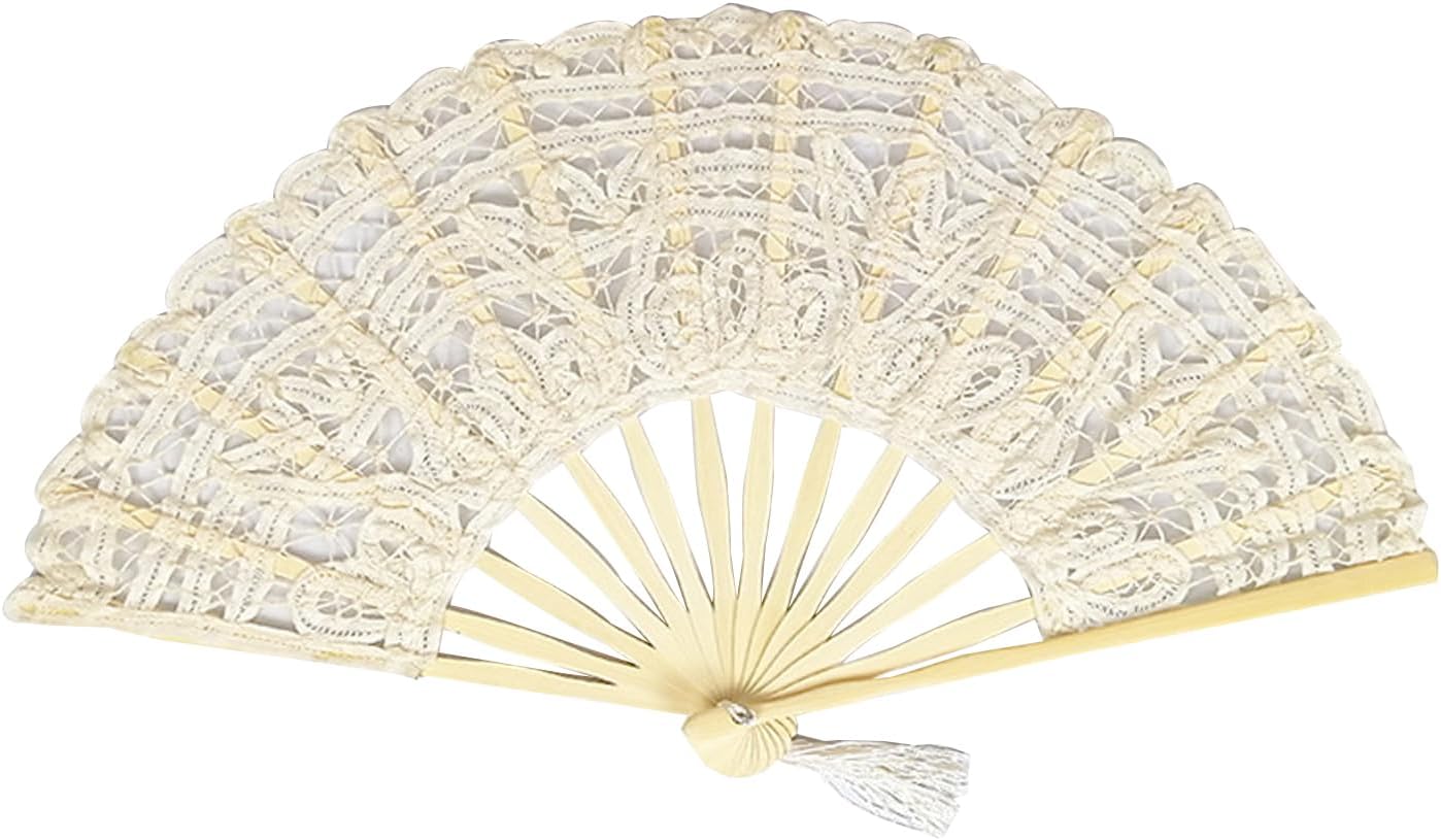 Amazon.com: Beeveer 6 Pcs Cotton Lace Folding Handheld Fan Embroidered ...