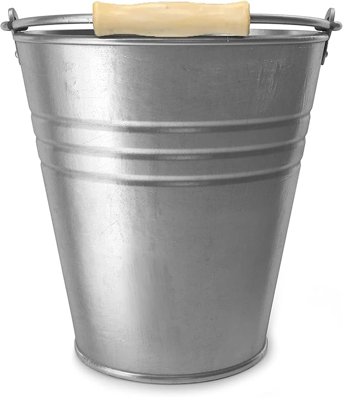 Metal Bucket - Pack of 2 – Strong Galvanized Steel Bucket 12L with ...
