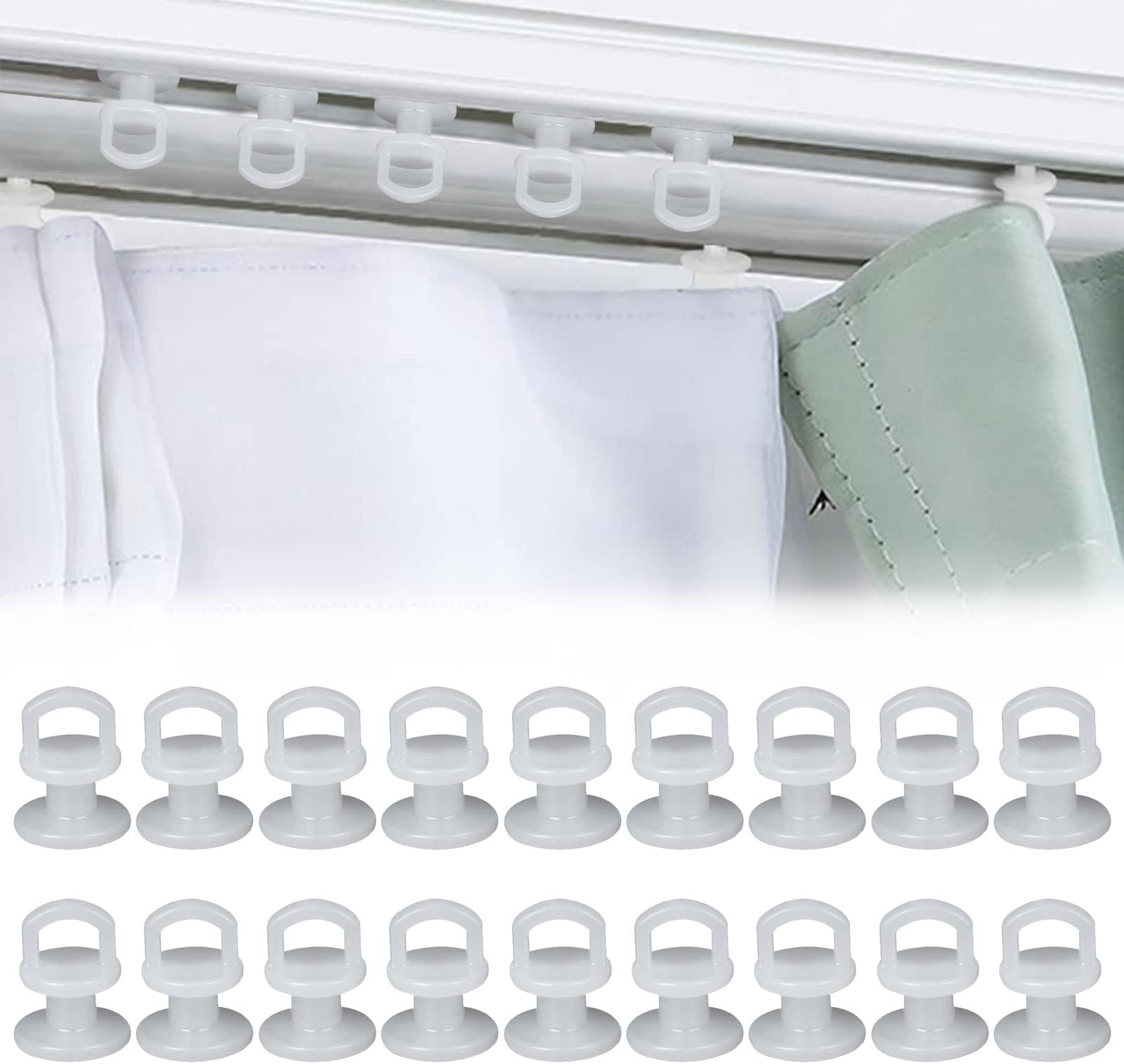 Coulissant Crochet de Rideau Rail Glisseur, Patins à Rideaux, 50 Pièces ...