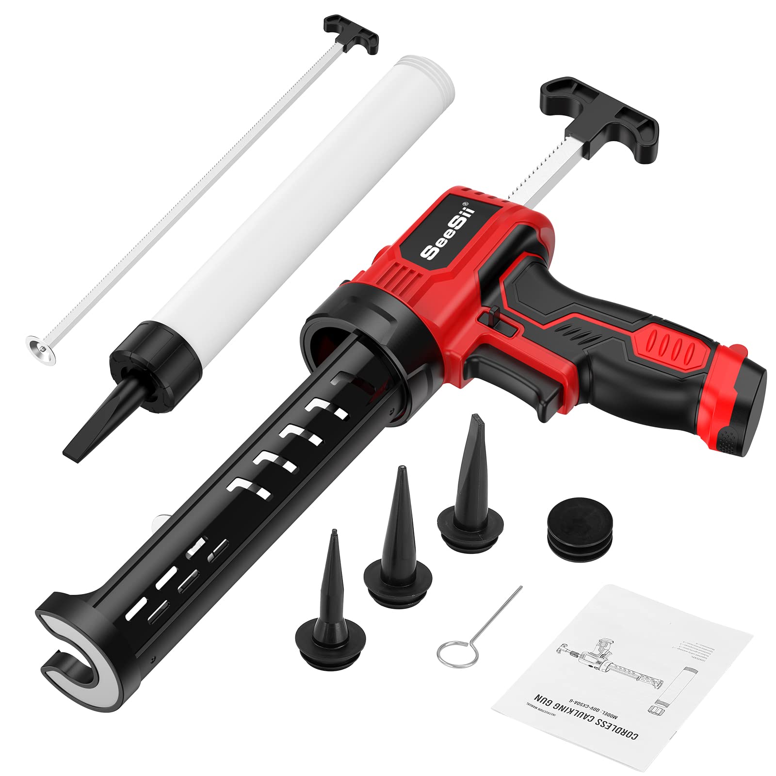 Cordless Caulking Gun Seesii Electric Sausage Cartridge Dual Use Caulk ...