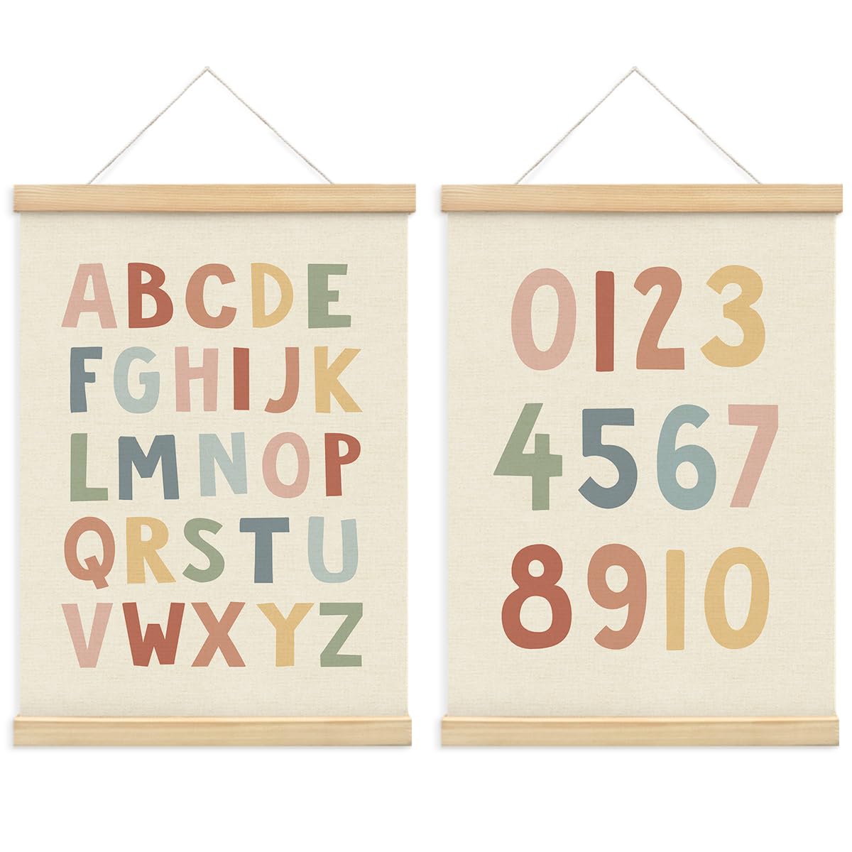 PLKMN Alphabet Poster Framed with Wood Hanger Set of 2, Montessori ...