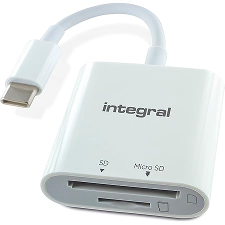 Integral Dual-Slot Micro SD & SD USB C 3.0 Cabled Memory Card Reader ...