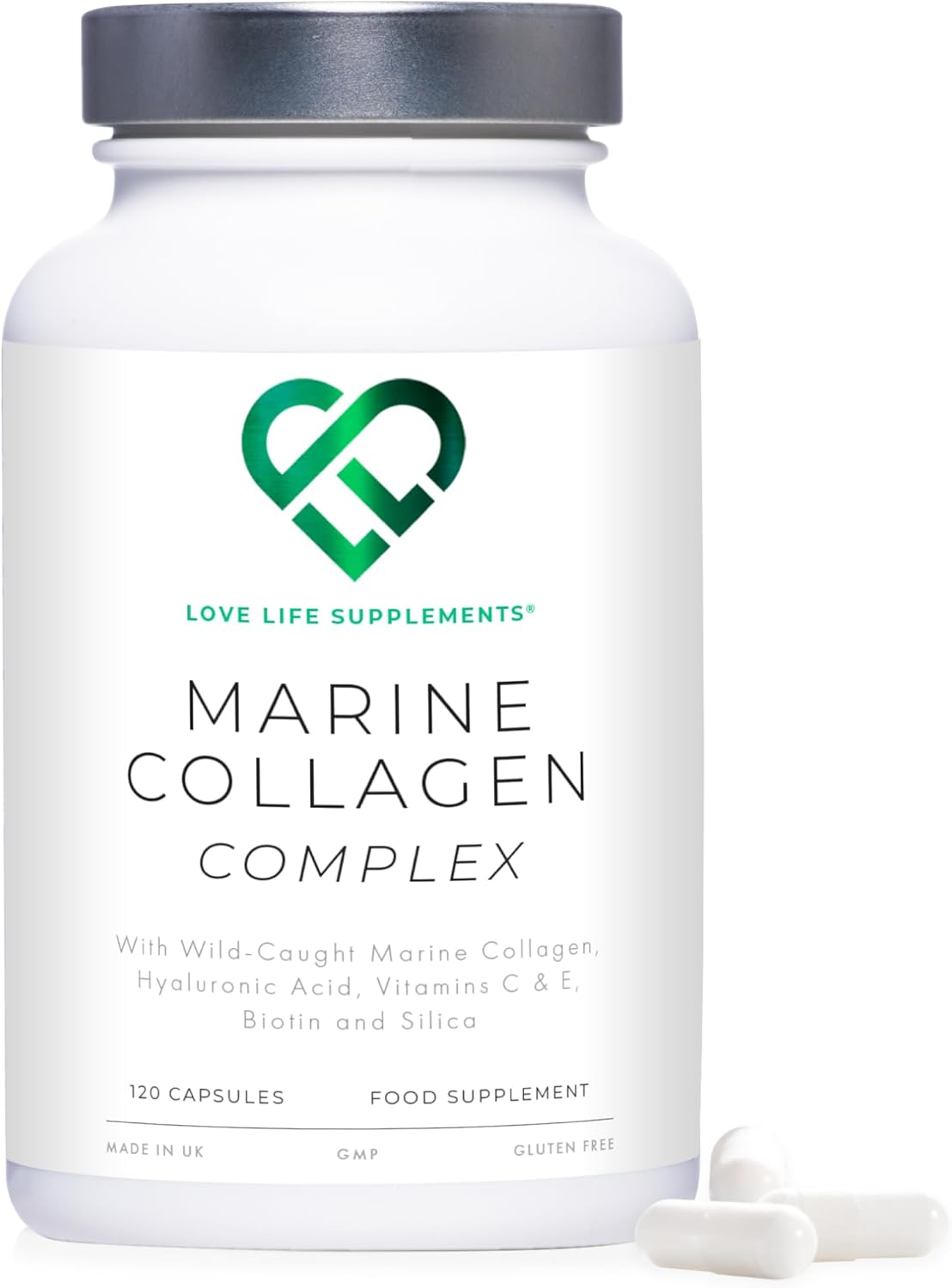 Wild-Caught Marine Collagen Complex Capsules with Hyaluronic Acid | 120 ...