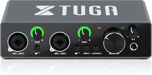 Amazon.com: XTUGA AC2 2i2 USB Audio Interface with XLR Mic Preamplifier ...