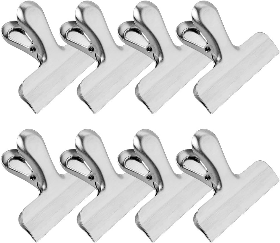 Morsler 8 Packs Chip Clips, 3-inch Wide Stainless Steel Heavy-Duty Food ...