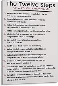 Amazon.com: The Twelve (12) Steps of Alcoholics Anonymous (AA) Poster ...