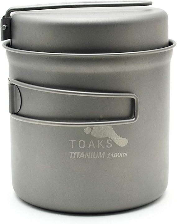 Amazon.com : TOAKS Titanium 1100ml Pot with Pan : Titanium Cookware ...