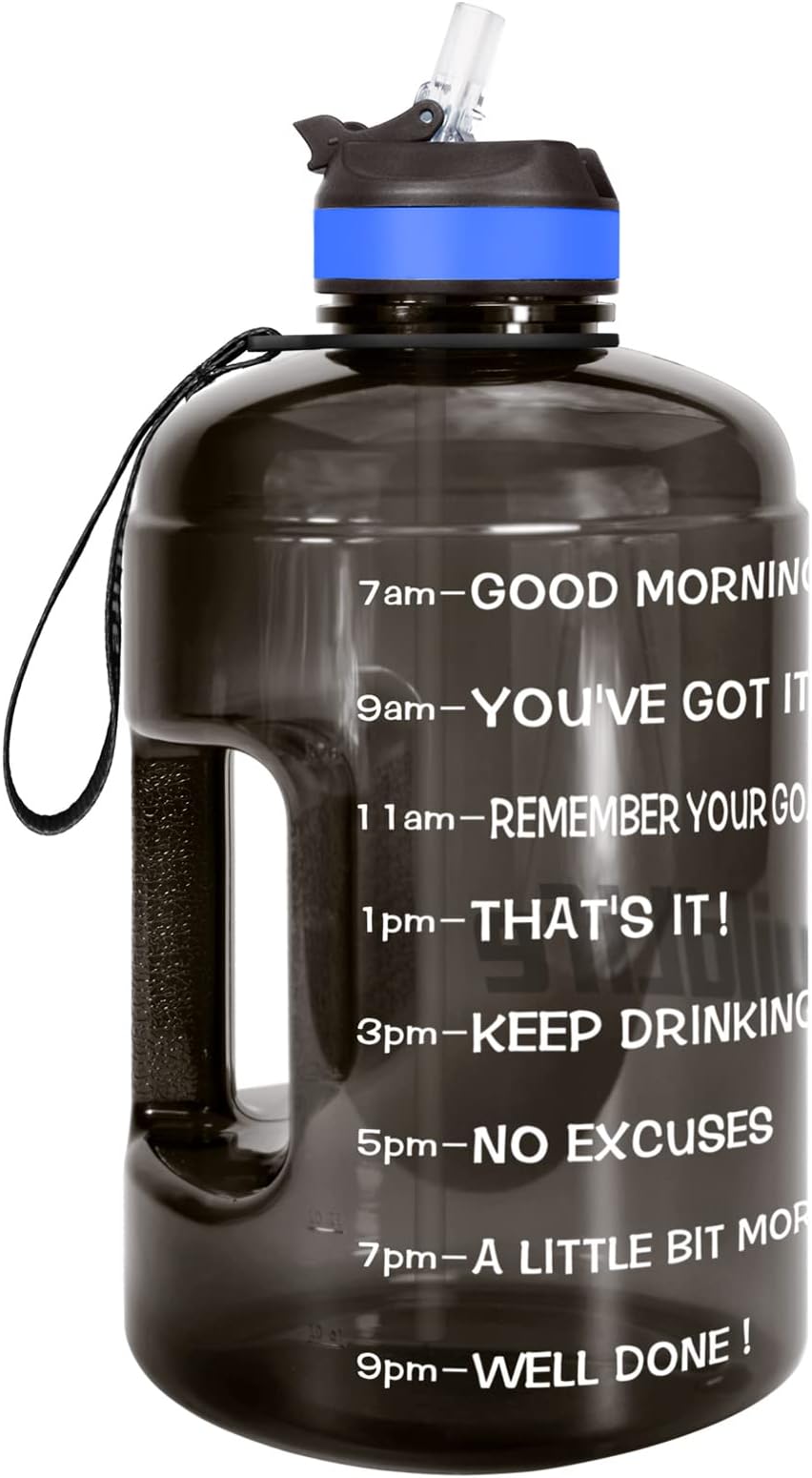 Amazon.com: AQUAFIT 1 Gallon Water Bottle with Time Marker - Straw ...