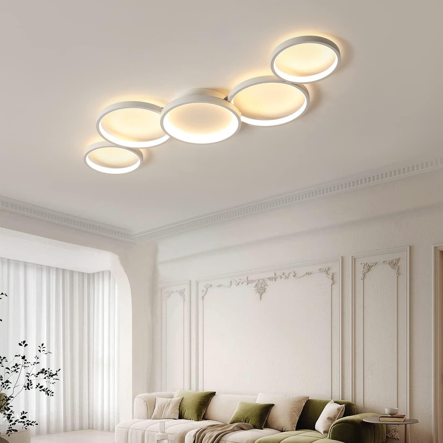 LED Ceiling Lights Modern 5-Rings Living Room Ceiling Lamp Dimmable ...