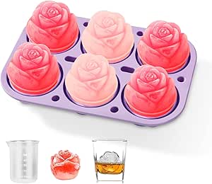 Amazon.com: 3D Rose Ice Molds,Whiskey Ice Trays Make 6 Flower Shape Ice ...