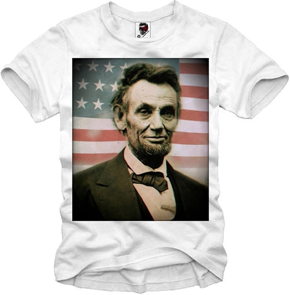 Amazon.com: E1SYNDICATE T-Shirt Abraham Lincoln USA Flag America ...