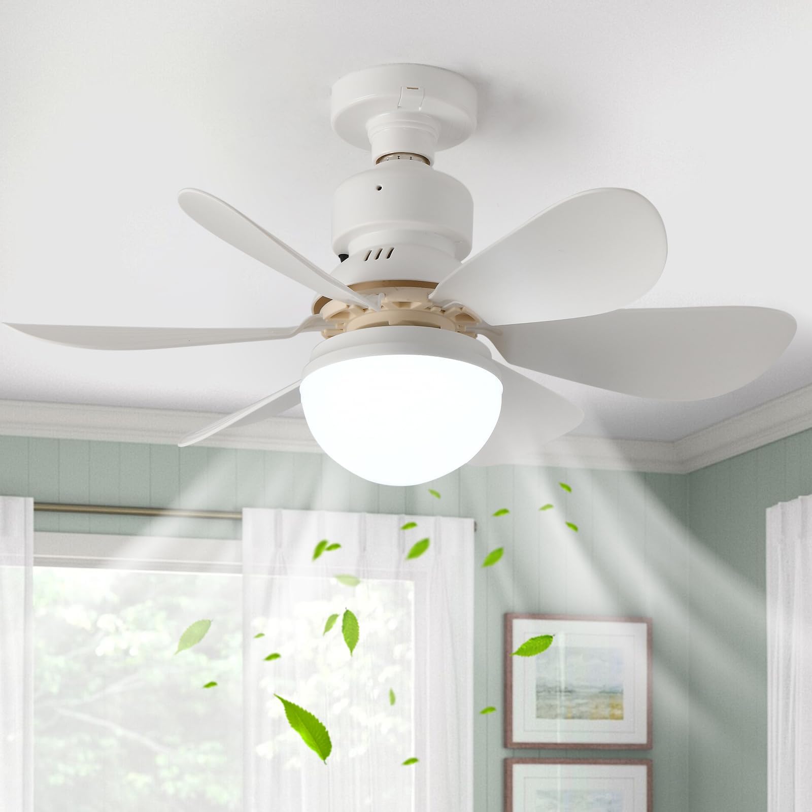 Ganeed Small Ceiling Fans with Light, 3-Speed Socket Fan Light, 6 ...
