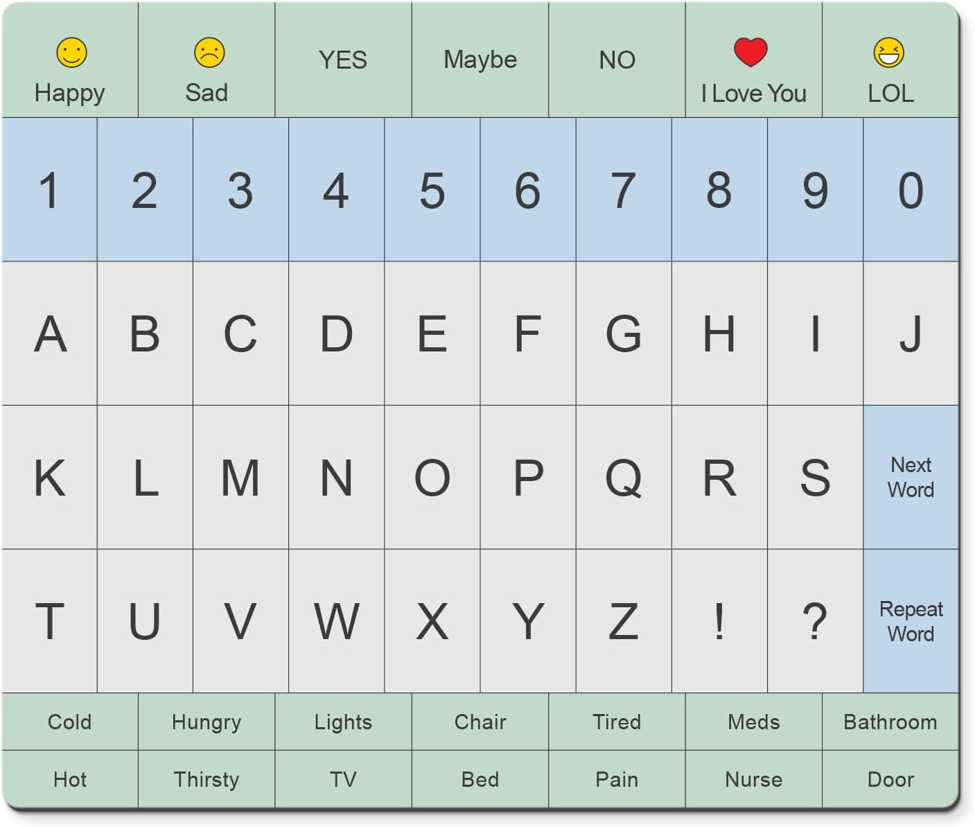Amazon.com: Communication Board For Adults- Non-Slip, Portable Letter ...
