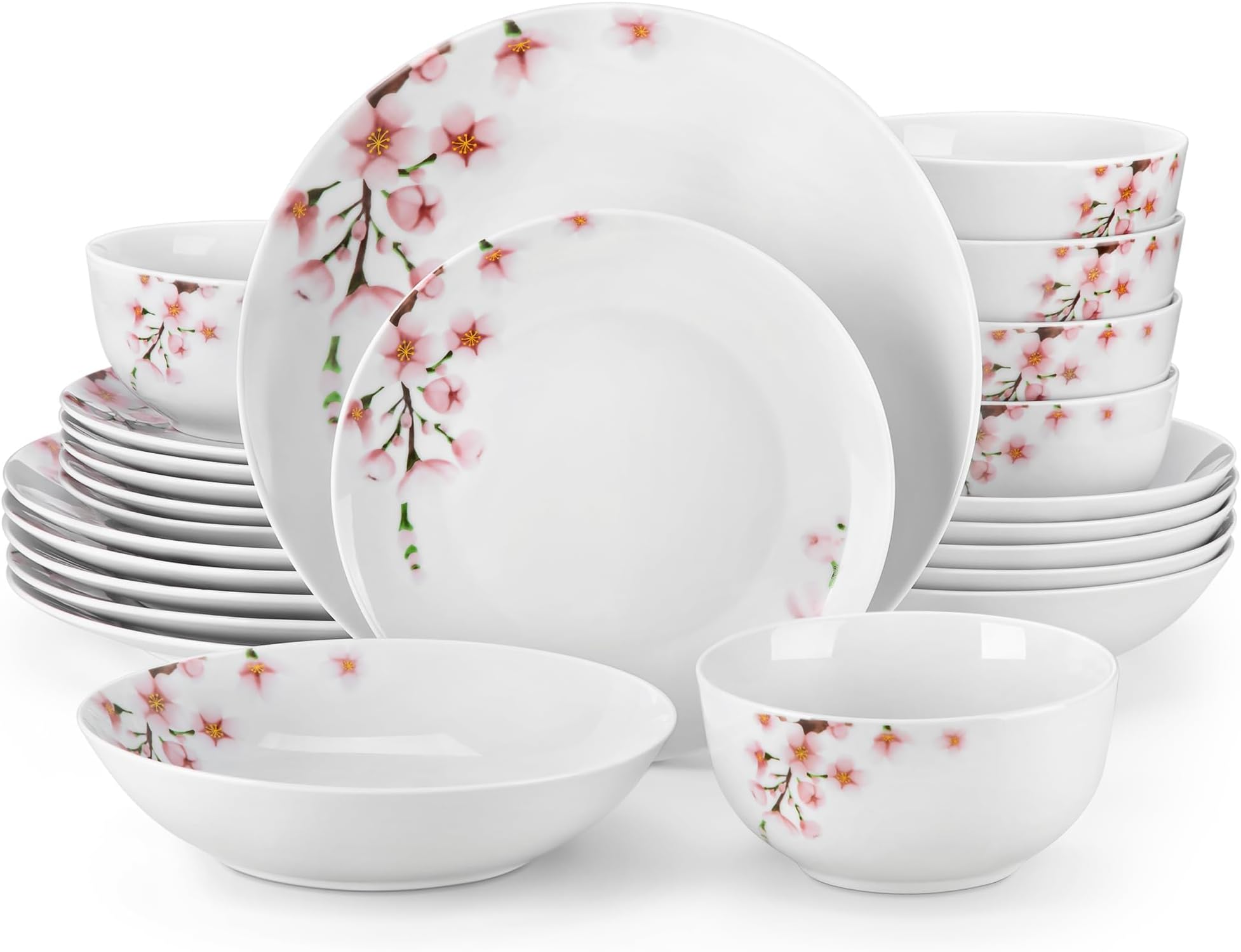 Amazon.com | VEWEET 24 Pieces Dinnerware Sets for 6, Porcelain Plates ...