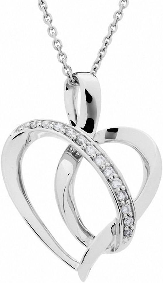 Amazon.com: Amoro 18kt White Gold Diamond Necklace (0.11 cttw, H Color ...