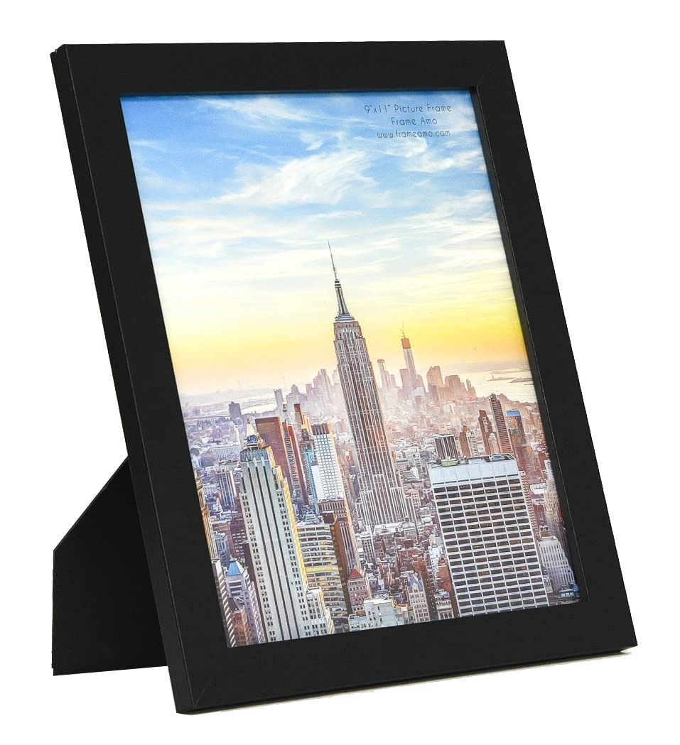 Amazon.com - Frame Amo 9x11 Black Modern Picture Frame, 1 inch Border ...