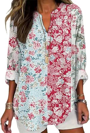 Amazon.com: HOTYD Boho Tunic Tops for Women Long Sleeve V Neck Vintage ...