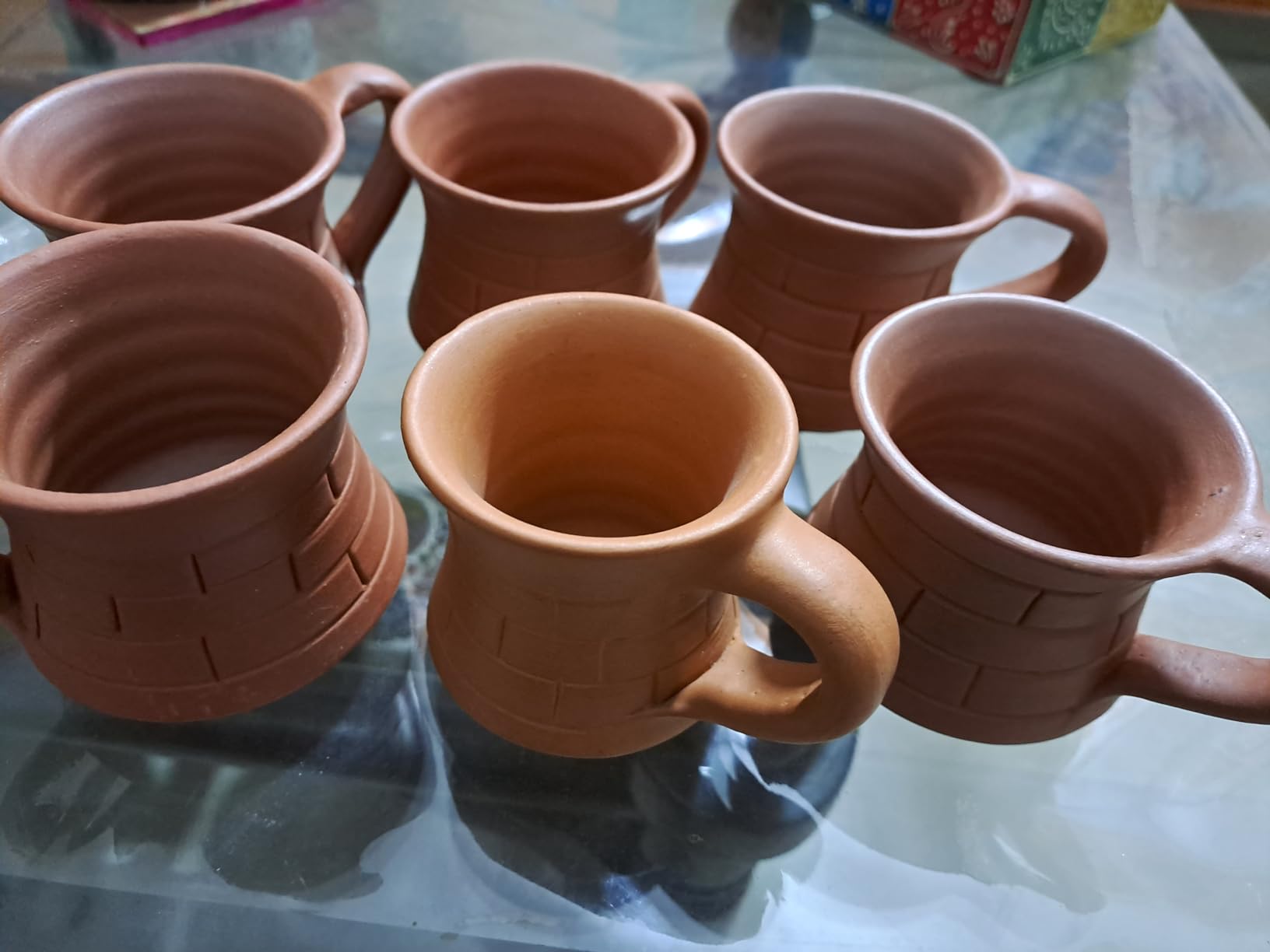 Buy WingsCreations Terracotta Clay Tea Cups - Set of 6, Earthen Brown ...