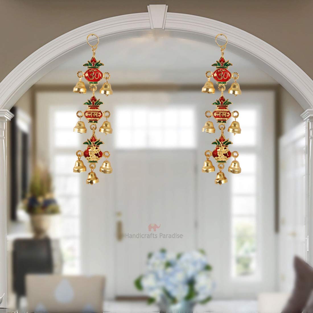 Buy Handicrafts Paradise Hanging Pair in Metal Kalash Shaped with Bells ...