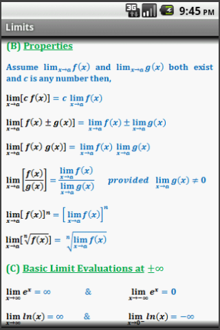 Calculus Quick Reference:Amazon.com:Appstore for Android