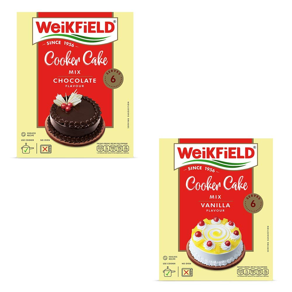Weikfield Cooker Cake Mix Combo - Pack of 2 (Chocolate, Vanilla ...