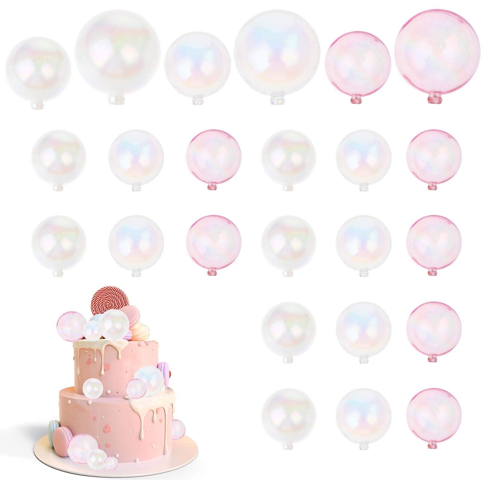 Amazon.com: 24pcs Cake Decoration Birthday Party Transparent Color ...