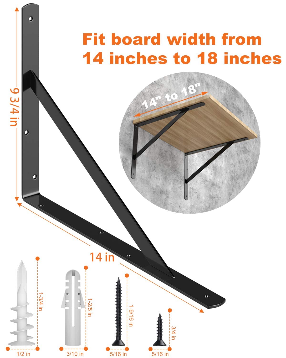 Snapklik.com : LuckIn 14 Inch Heavy Duty Shelf Brackets, Fit For 14 16 ...