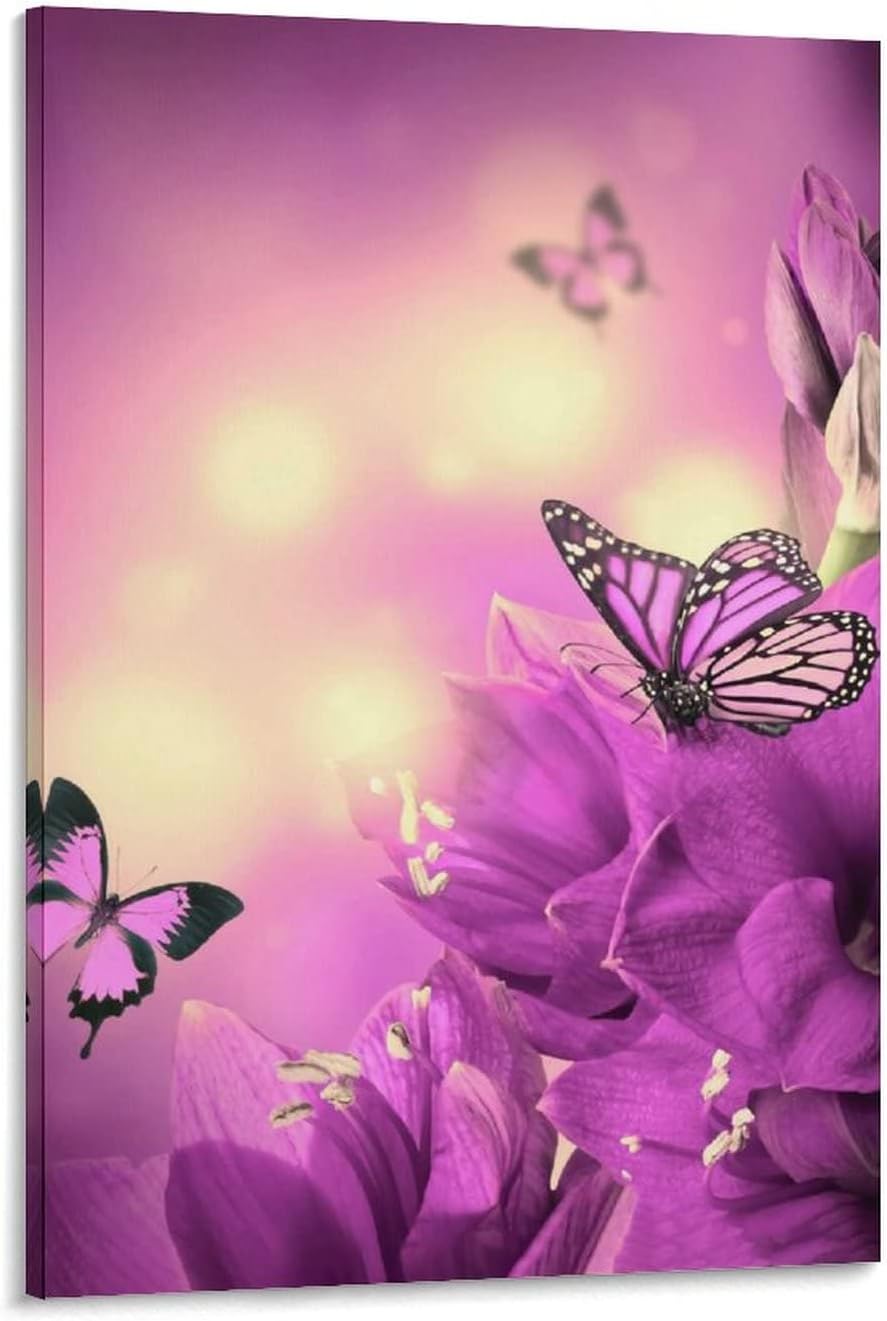 Amazon.com: MDMDM Butterfly Poster Purple Poster Decorative Painting ...