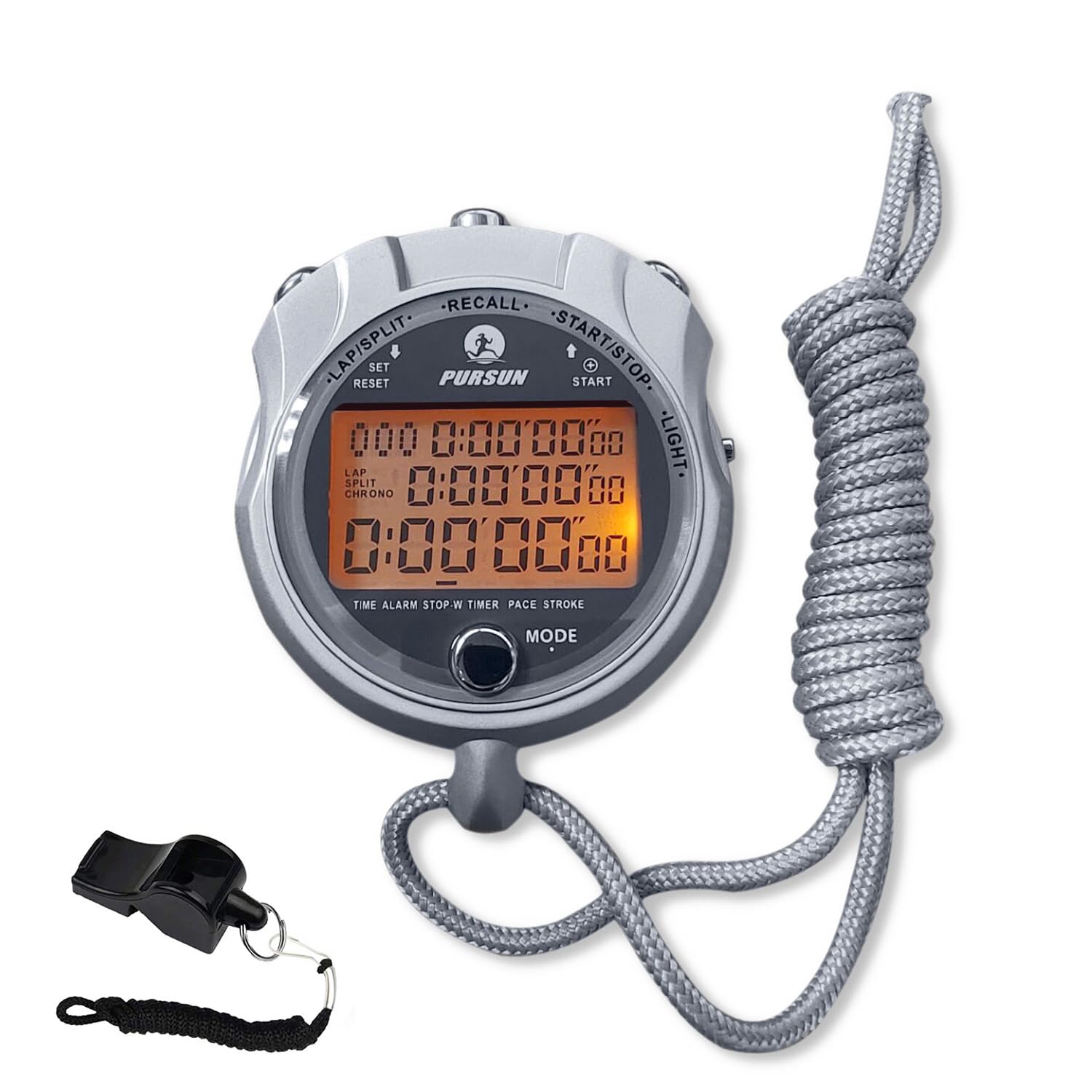 Rolilink Stopwatch with Backlight, Metal Stop Watch 400 Lap Memory ...