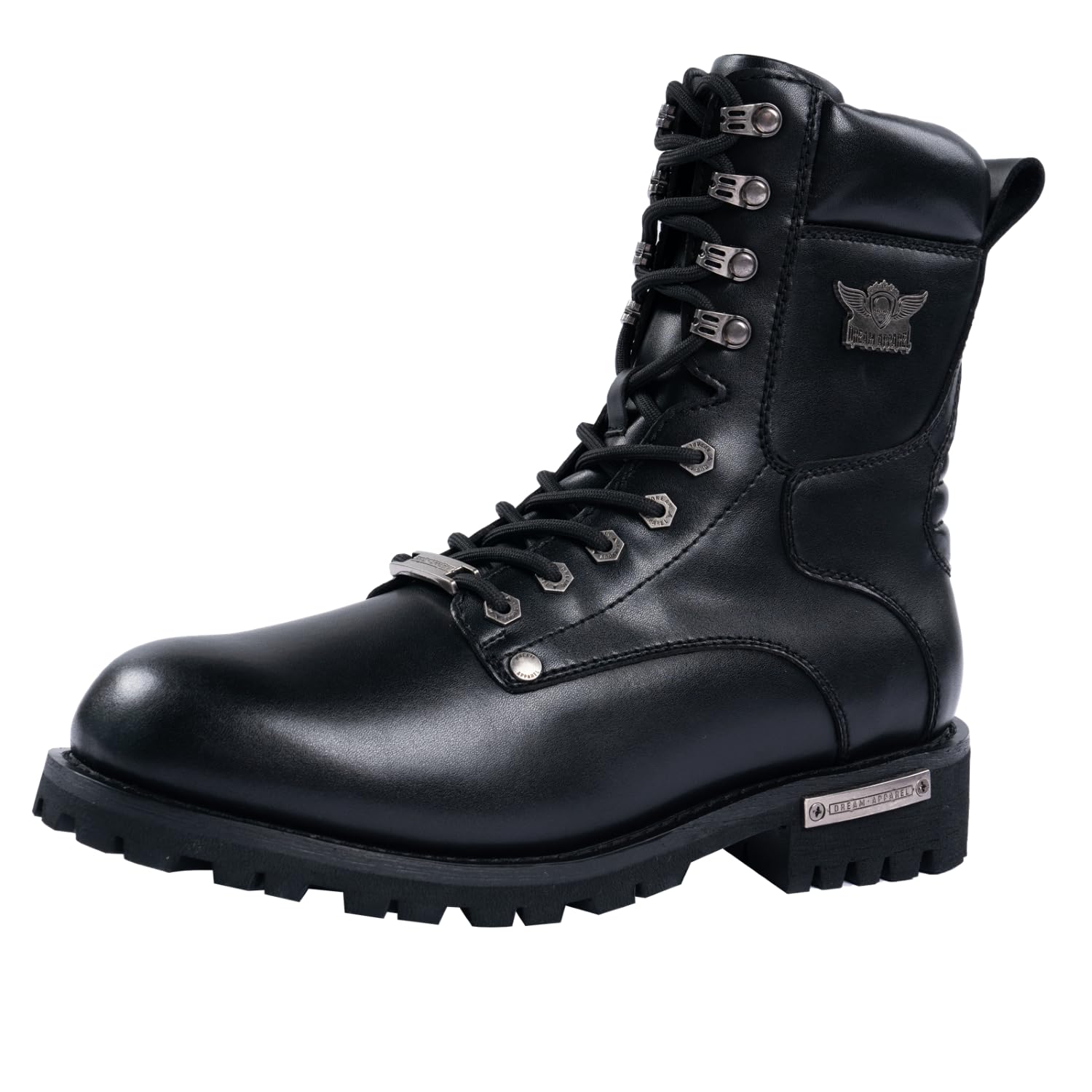 Dream Apparel Men's Lace-up Motorcycle Riding Boots YKK Zipper, Black ...