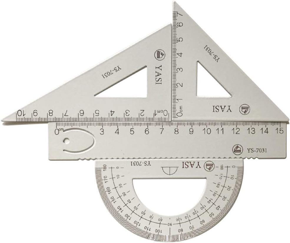 LATERN 4 Pieces Math Geometry Tool Aluminum Alloy Triangle Ruler Square ...