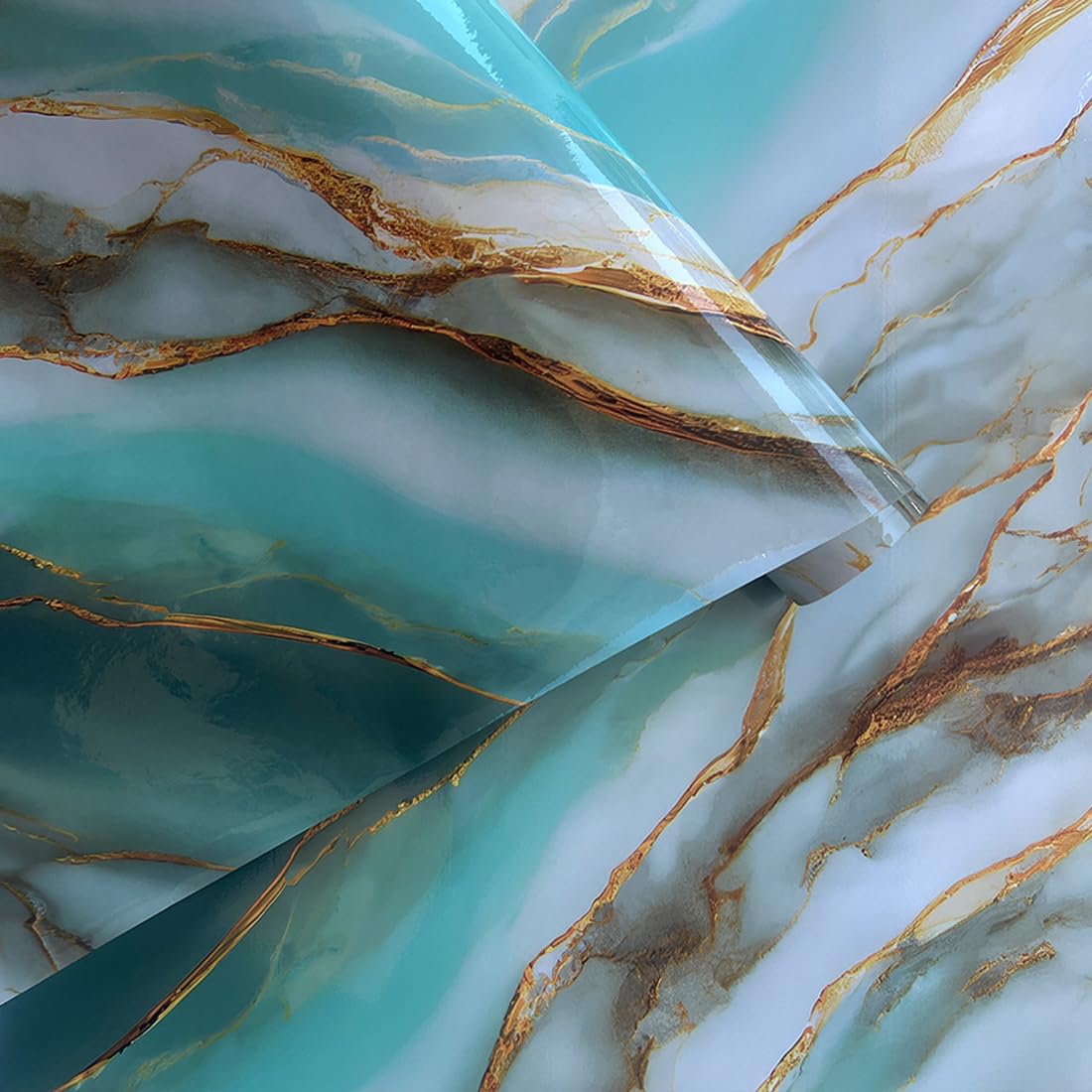 Ocean Theme Teal Marble Contact Paper For Countertop Table Waterproof ...