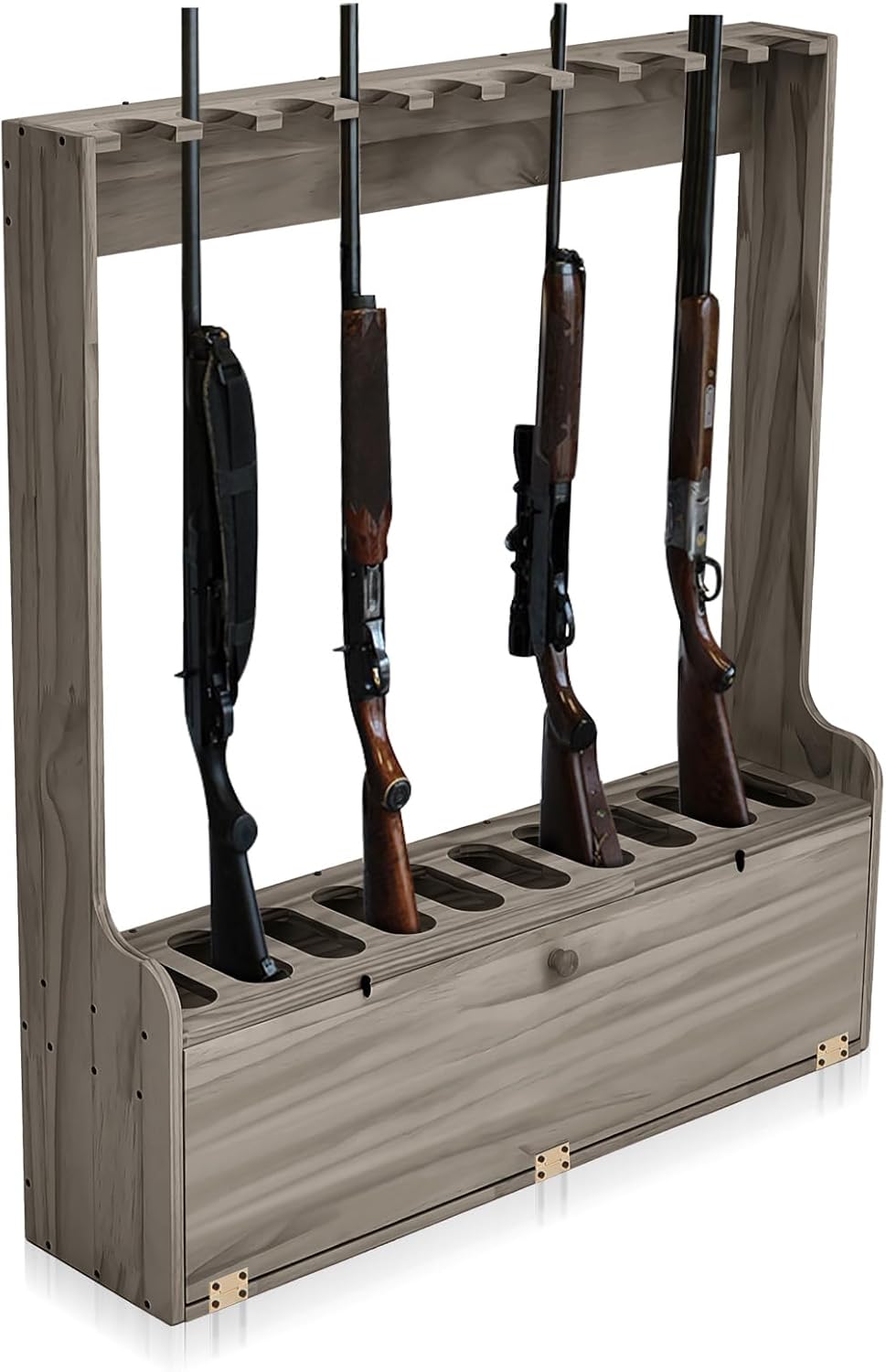 Amazon.com: Soaoo Gun Rack, Ten Gun Wooden Standing Floor Gun Display ...