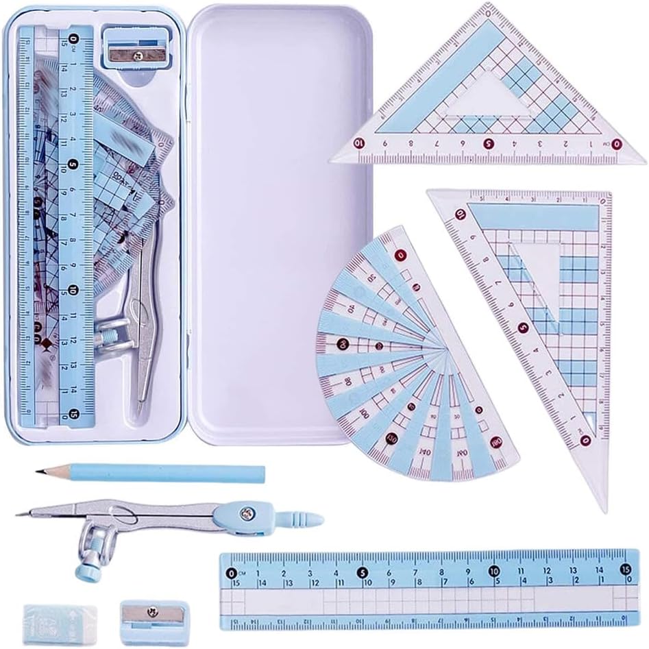 Goodern 8Pcs Maths Set,Mathematical Geometry Kit Set with Storage Box ...