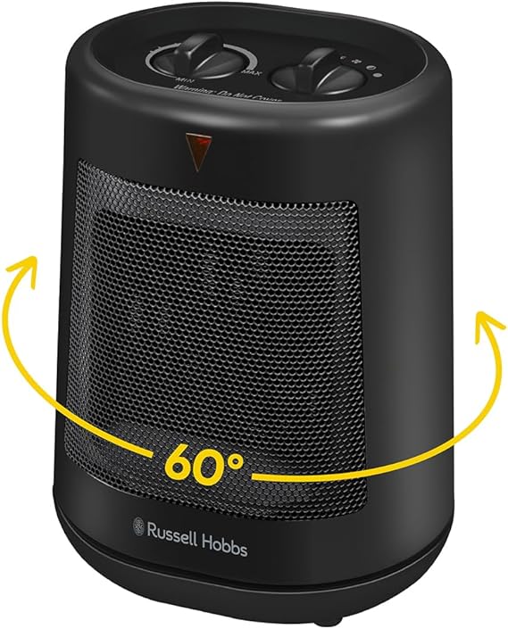 Russell Hobbs 2000W/2KW Electric Heater in Black PTC Ceramic Space ...